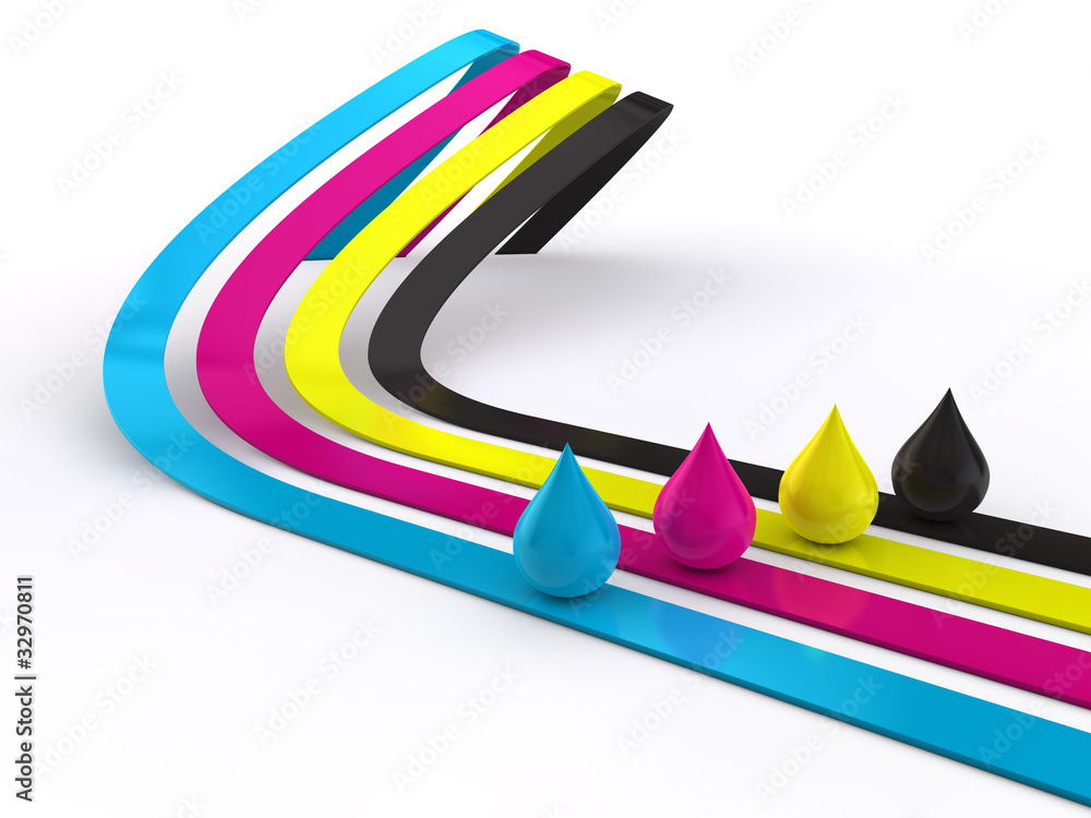 CMYK concept 3d render illustration Stock Illustration | Adobe Stock