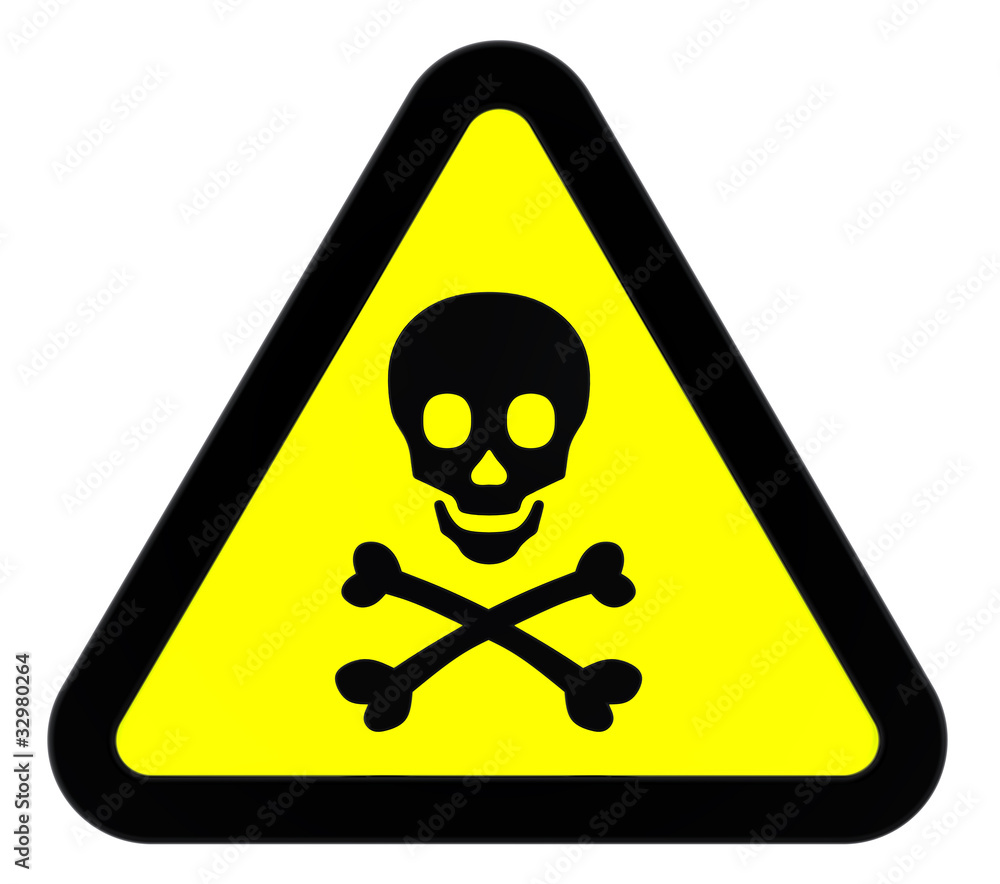 Warning sign with skull symbol isolated on white. Stock Illustration ...