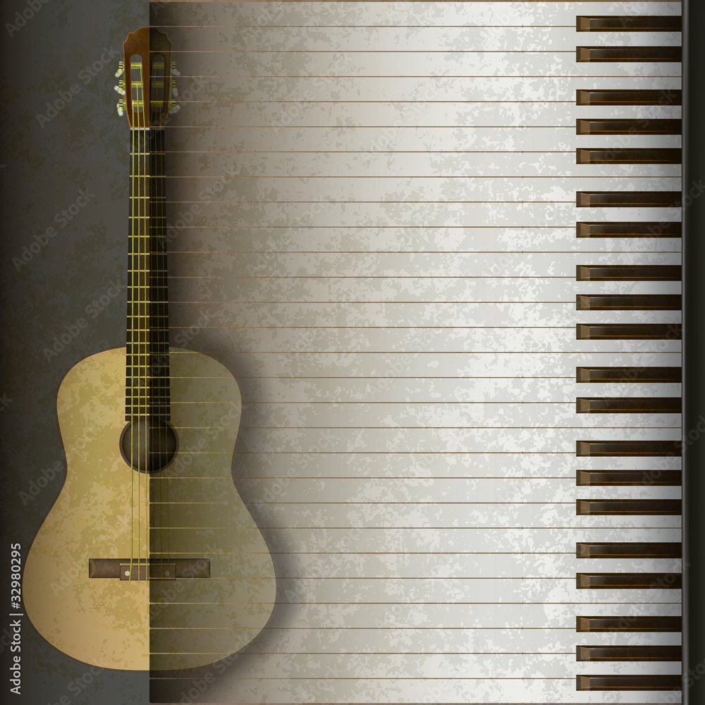 grunge background acoustic guitar and piano Stock Vector | Adobe Stock