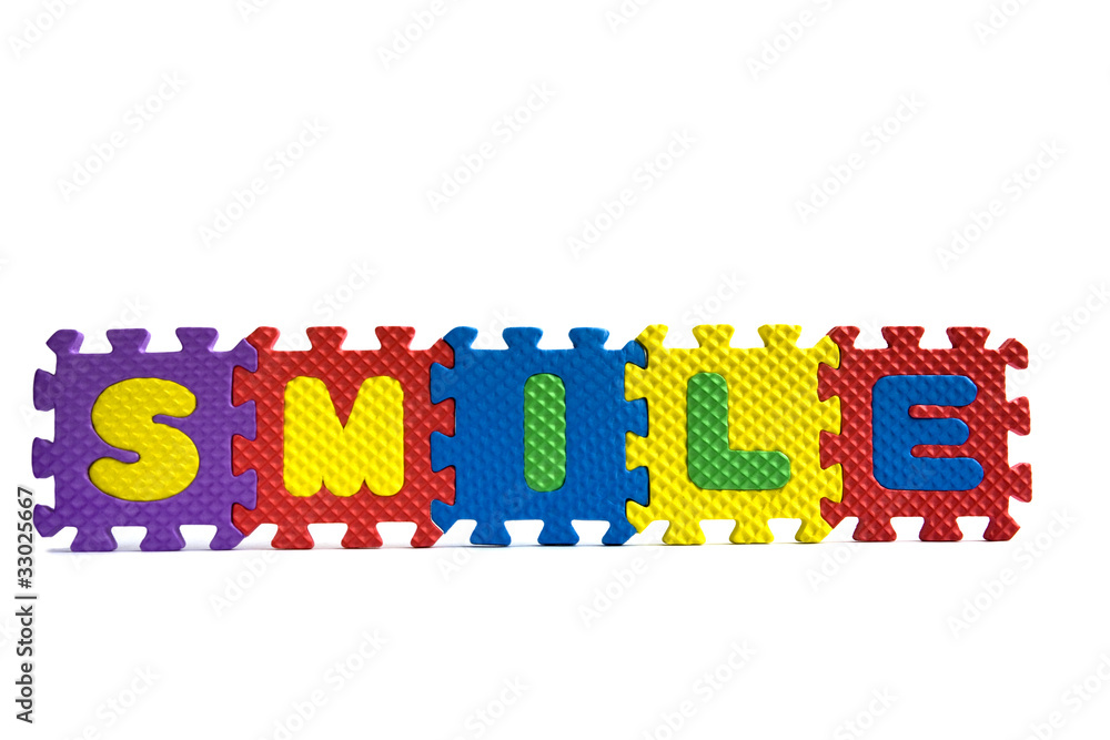 The word "Smile" - alphabet puzzle letters isolated Stock Photo | Adobe ...