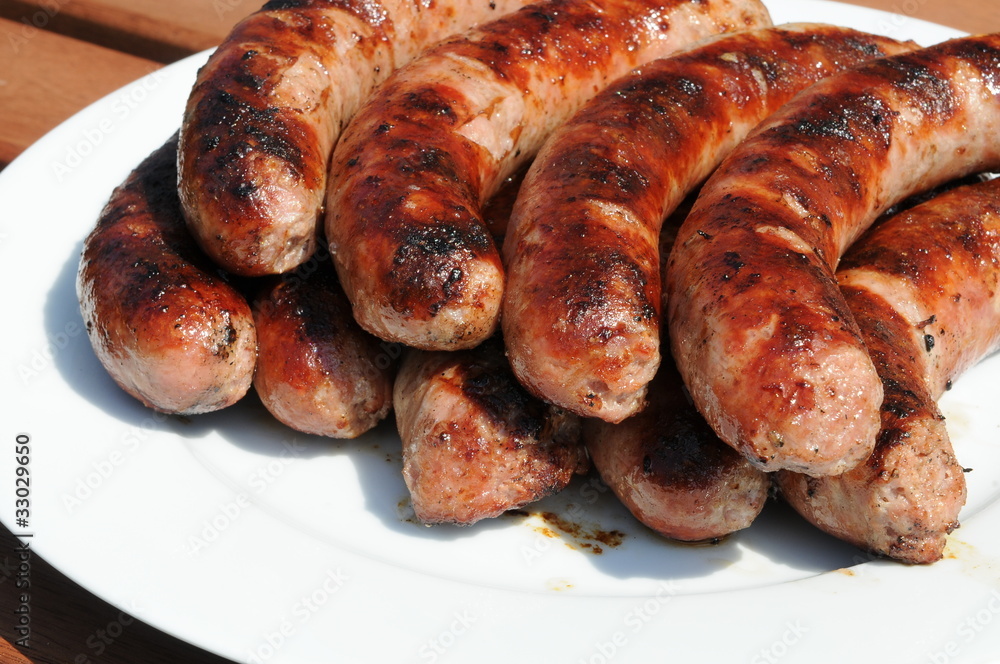original Thüringer Rostbratwurst vom Holzkohlegrill Stock-Foto | Adobe ...