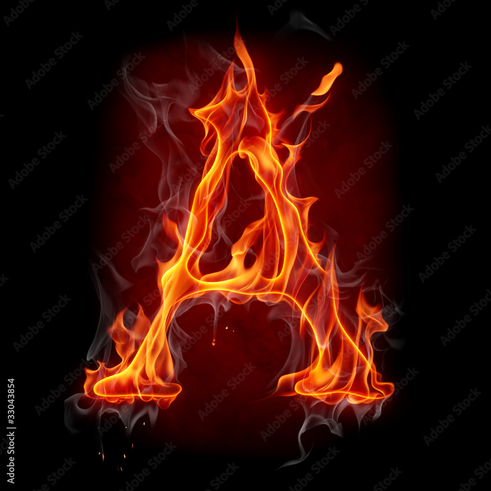 Fire font. Letter A. ilustración de Stock | Adobe Stock