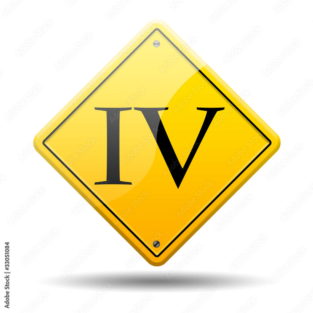 Señal amarilla numero romano 4 Stock Illustration | Adobe Stock