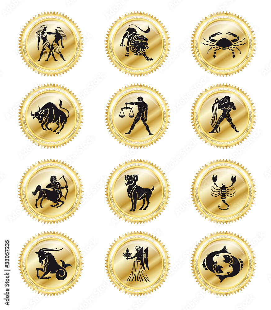 Sternzeichen Edel Gold Set Stock Vector | Adobe Stock