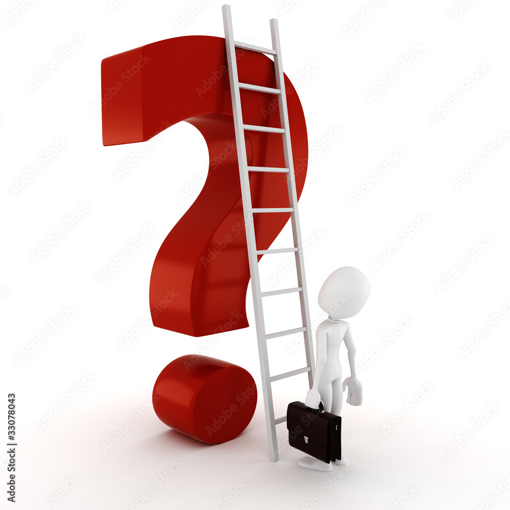 3d man and big red question mark Stock Illustration | Adobe Stock