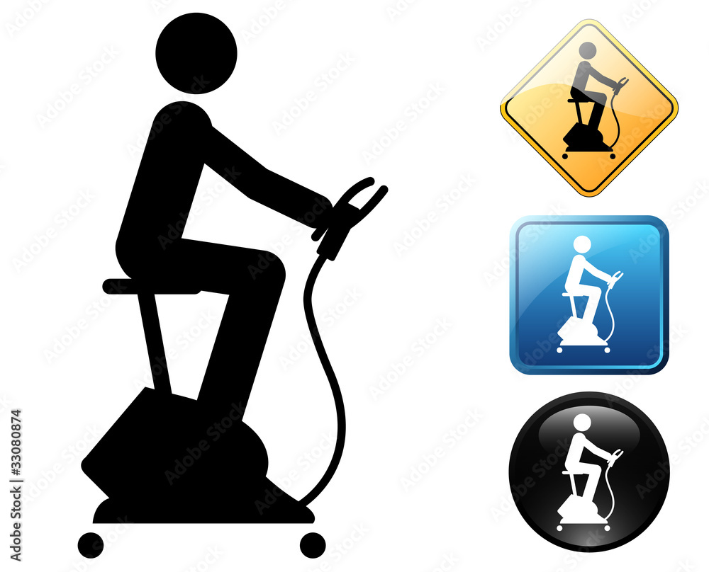 Stationary bike pictogram and signs Stock Vector | Adobe Stock