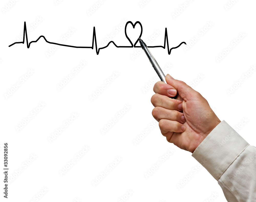 Drawing ECG graph with heart Stock Photo | Adobe Stock