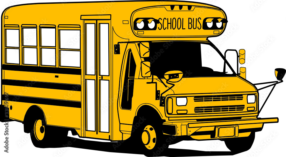 Old School Bus, hand draw illustration, vector Stock Vector | Adobe Stock