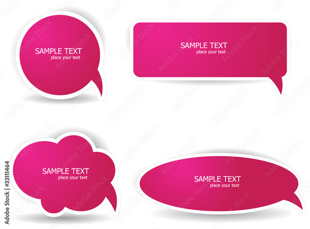 Speech bubbles in pink color Stock Vector | Adobe Stock