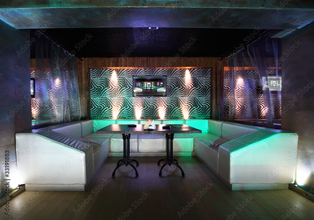 Dark illuminated modern restaurant Stock Photo | Adobe Stock