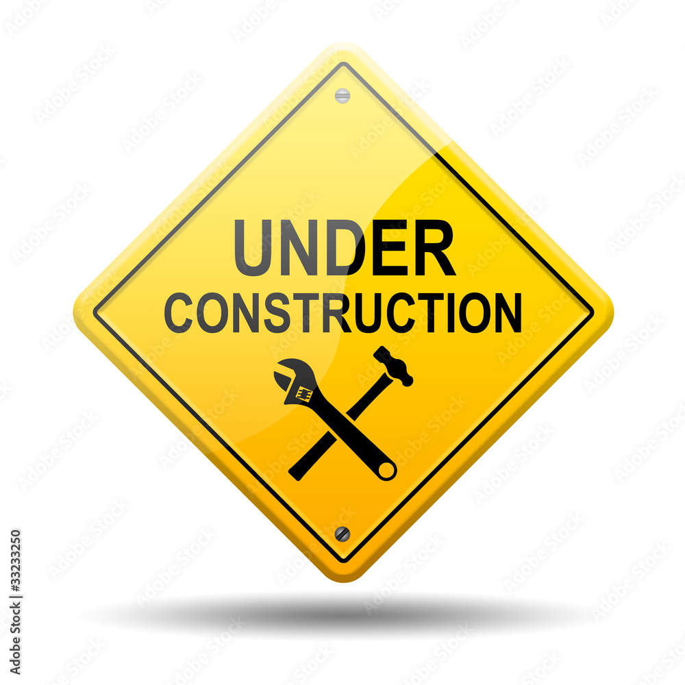 Señal amarilla texto UNDER CONSTRUCTION Stock Illustration | Adobe Stock