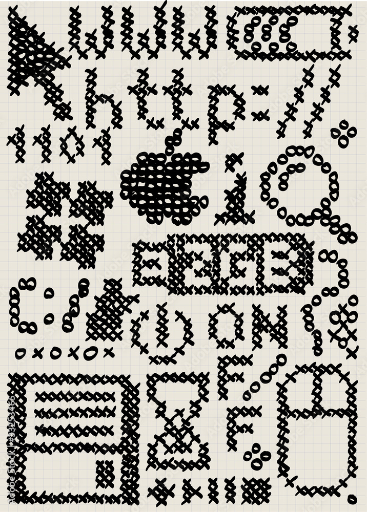pc icons on squared paper sheet - illustration Stock Illustration ...