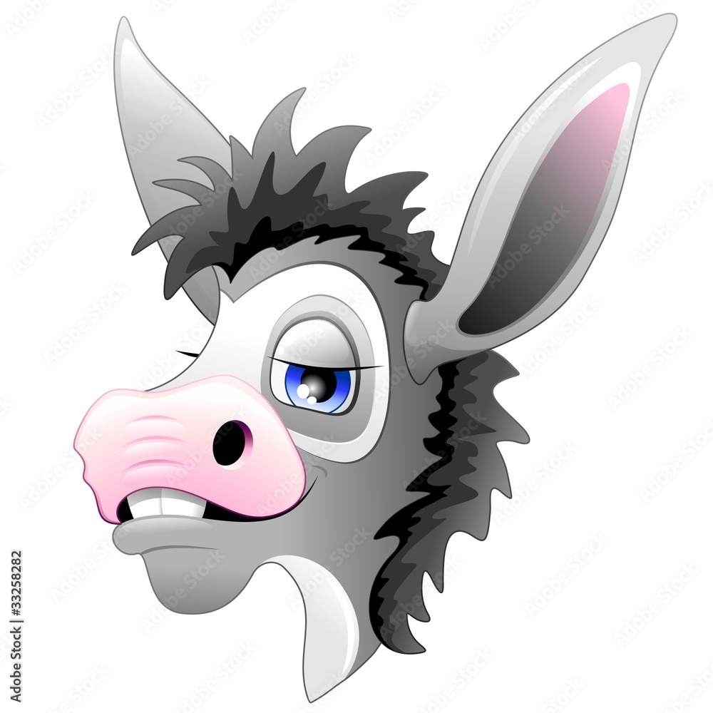 Asino Somaro Mulo Cartoon Testa-Ass Donkey Mule Head-Vector Stock ...