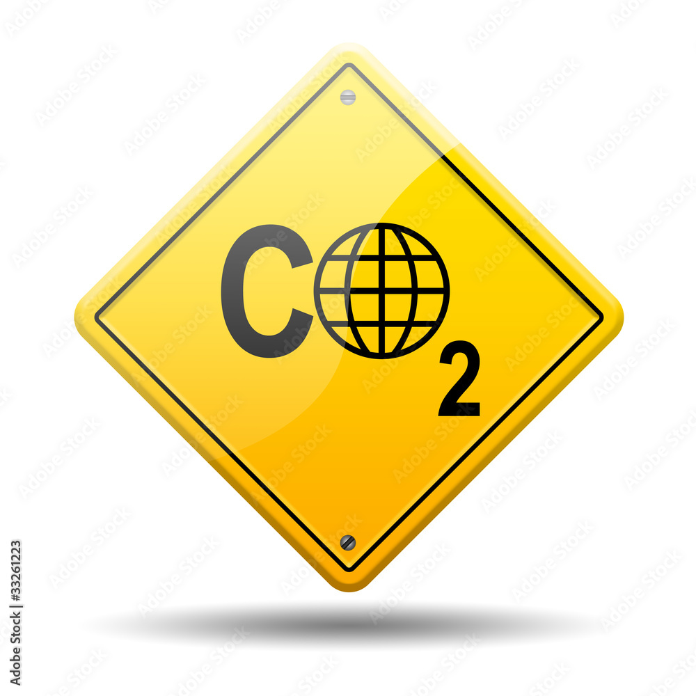 Señal amarilla texto CO2 Stock Illustration | Adobe Stock