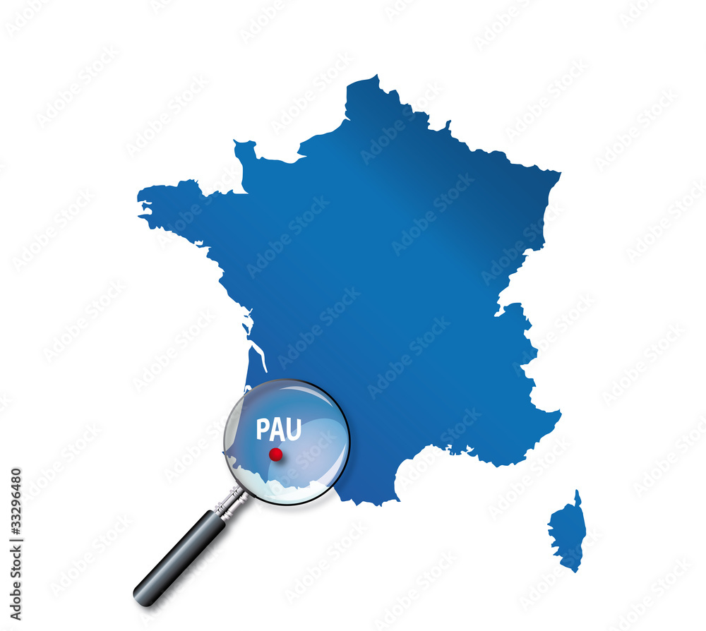 Pau : Localisation sur carte de France - département Stock Vector ...