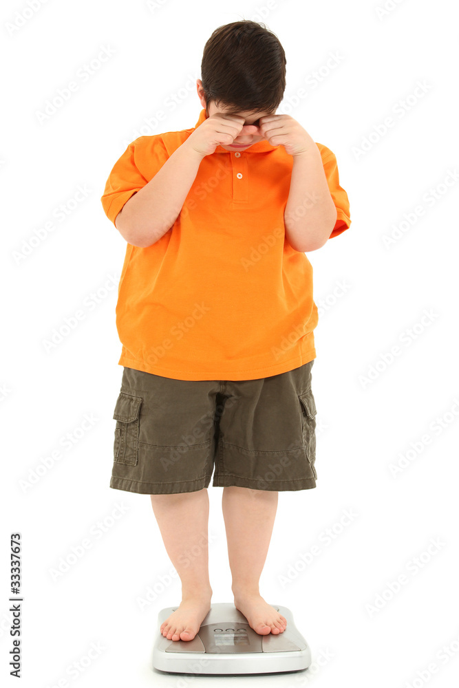 Morbidly Obese Fat Child on Scale Stock Photo | Adobe Stock