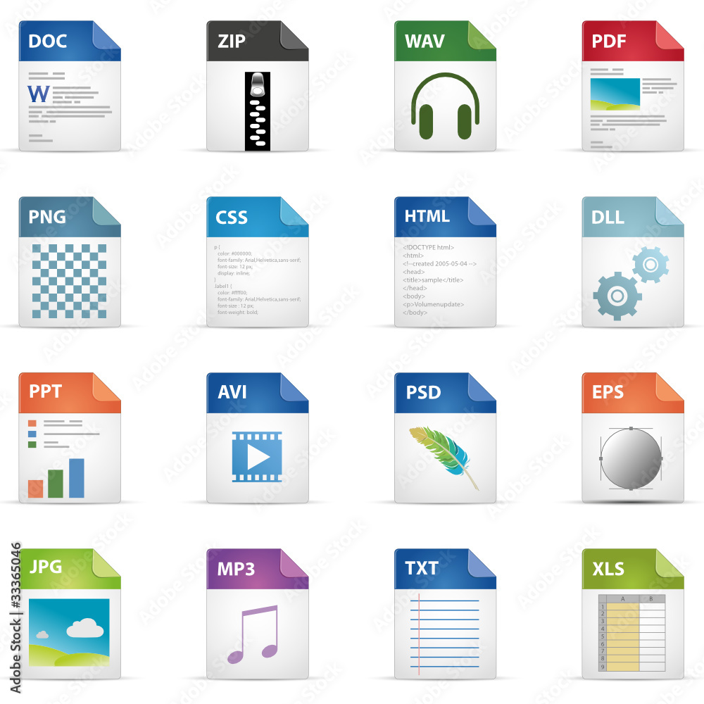 Filetyp Icons - DESIGN No. 1 - Stock Vector | Adobe Stock