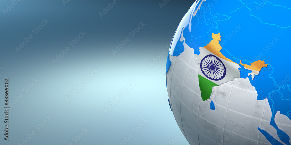Map of the India on Earth in the national colors Stock Illustration ...