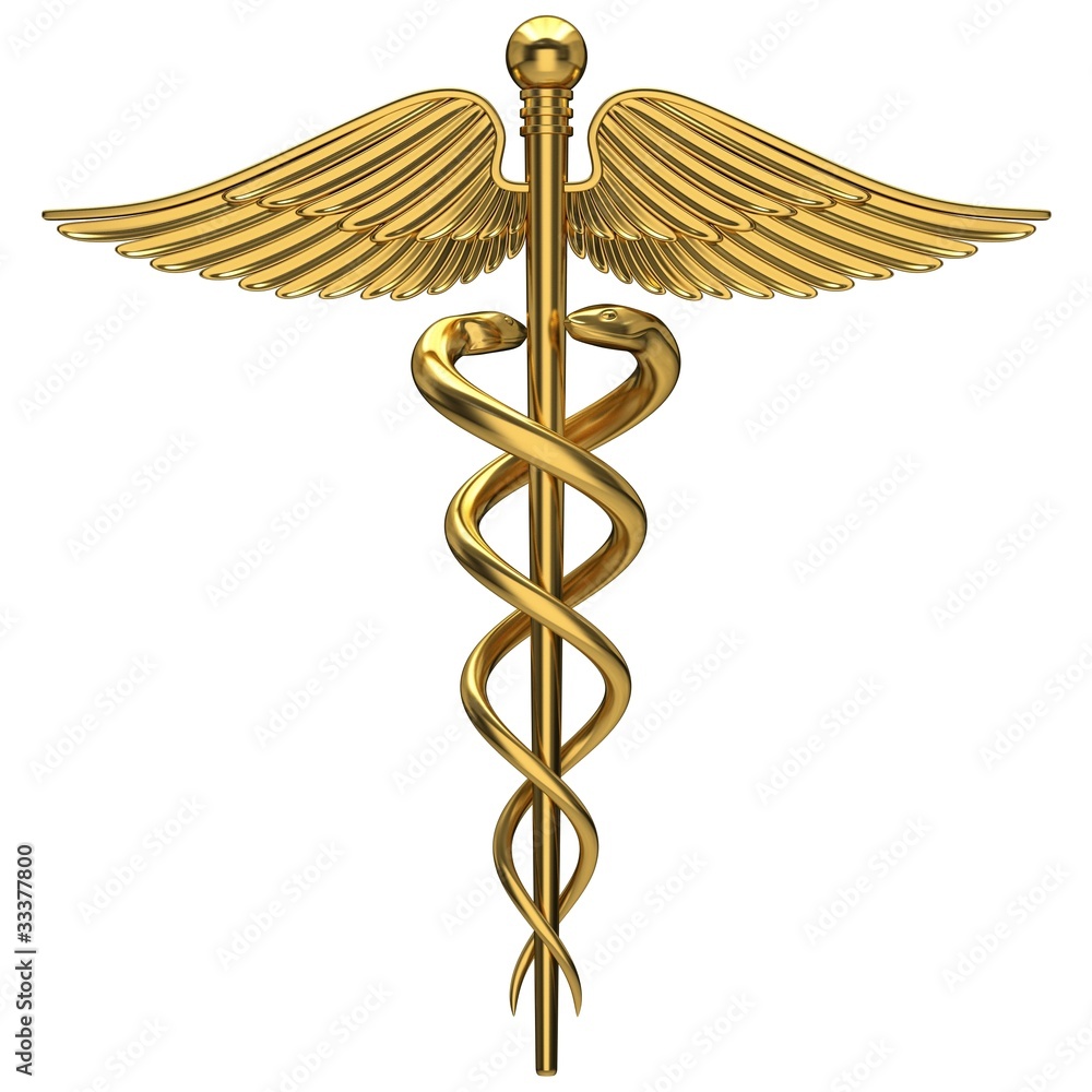 Golden caduceus medical symbol Stock Illustration | Adobe Stock