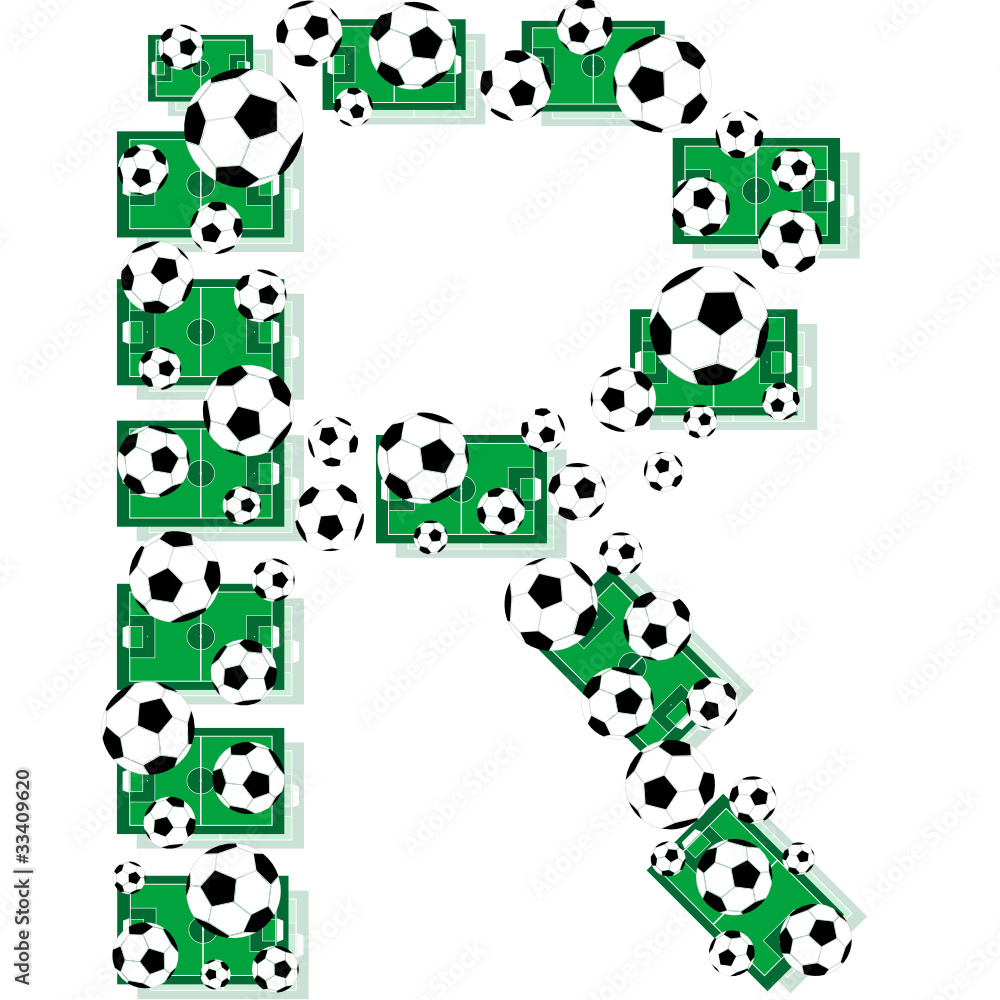 r, Alphabet Football letters made of soccer balls and fields Stock ...