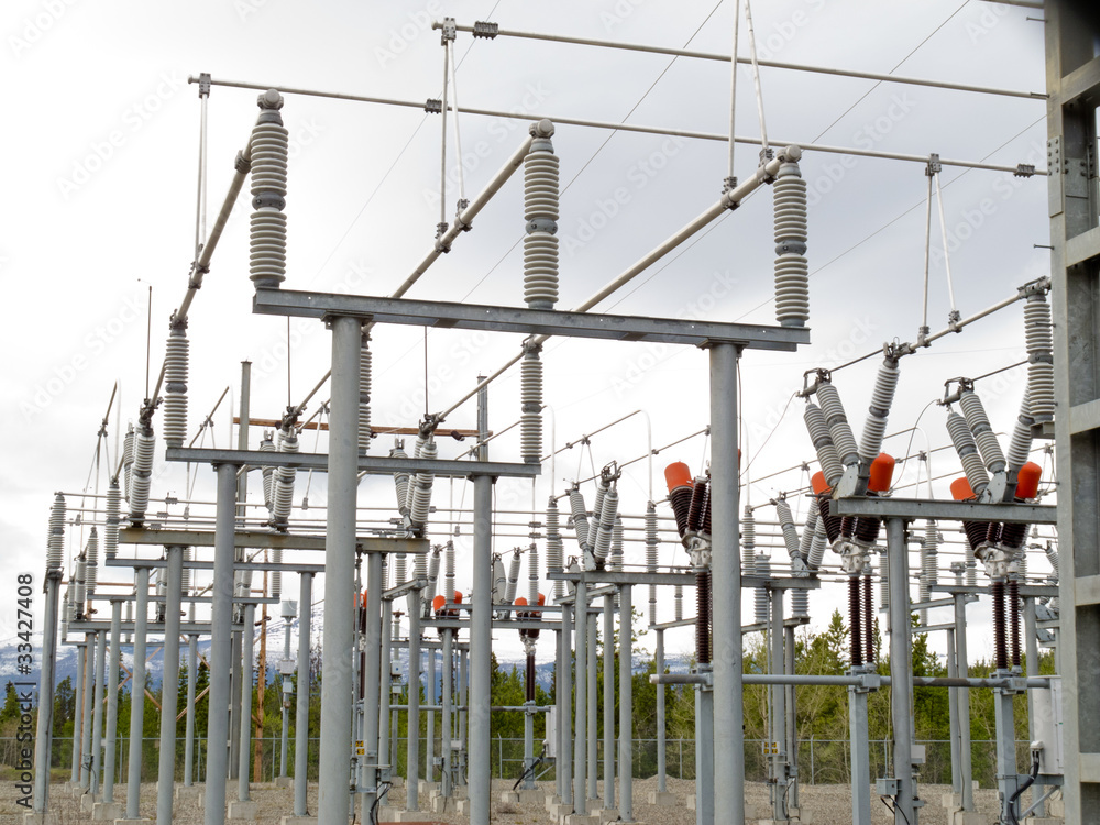 High-voltage transformer substation Stock Photo | Adobe Stock