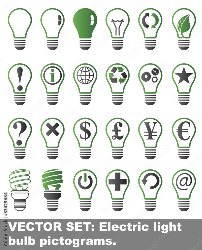 Vector set electric light bulb pictograms Stock Vector | Adobe Stock