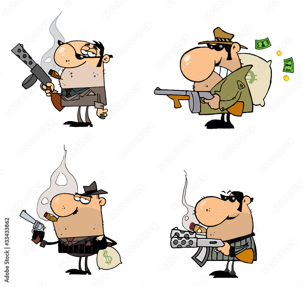 Gangsters Cartoon Characters-Vector Collection Stock Vector | Adobe Stock
