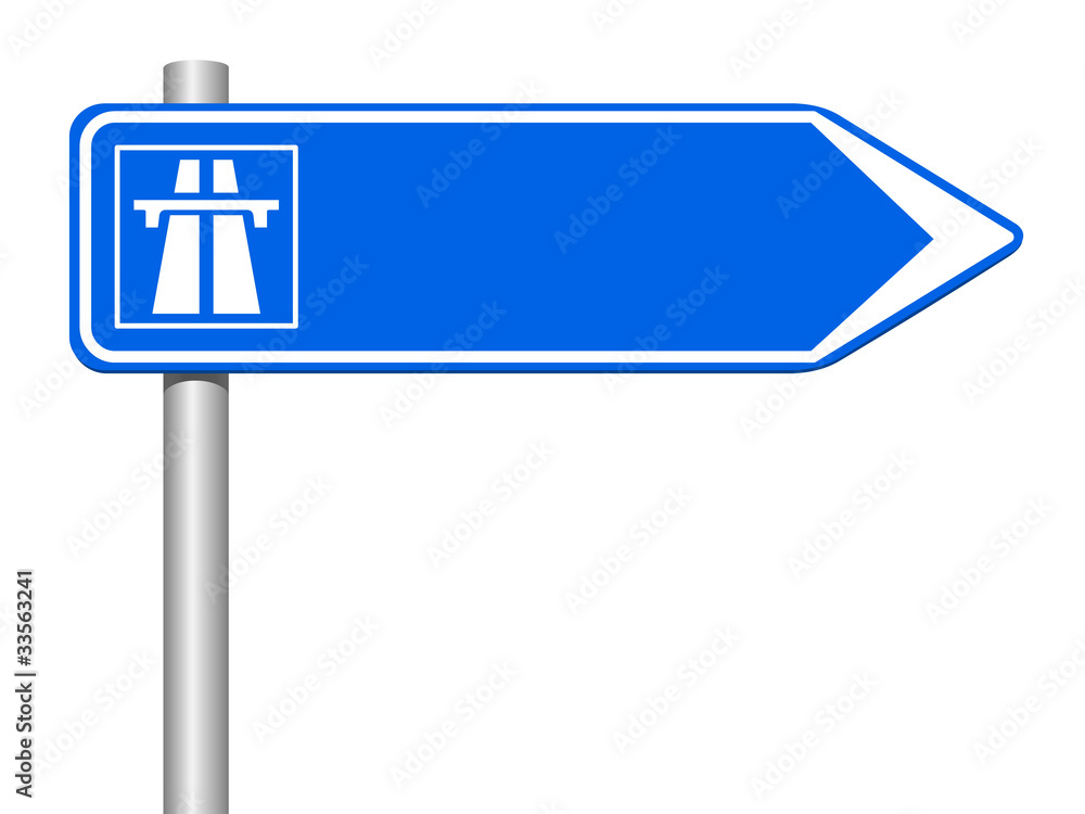 Panneau bleu direction autoroute Illustration Stock | Adobe Stock