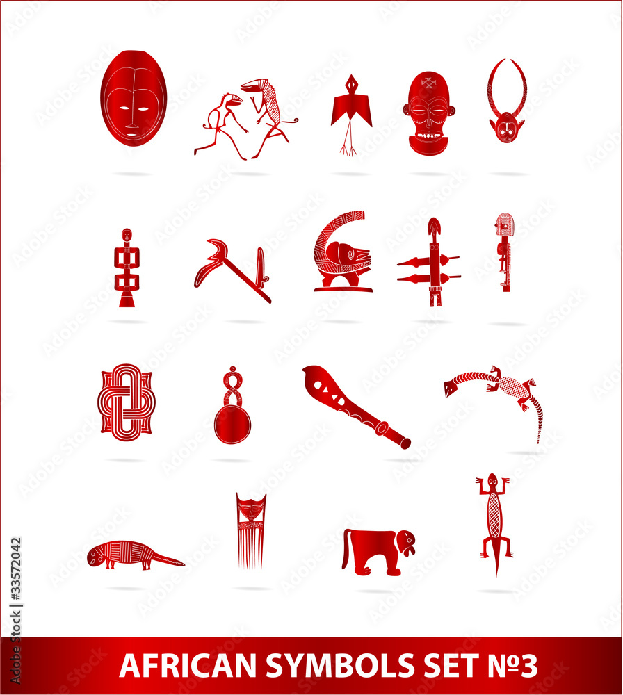 african symbols set red color isolated Stock Vector | Adobe Stock