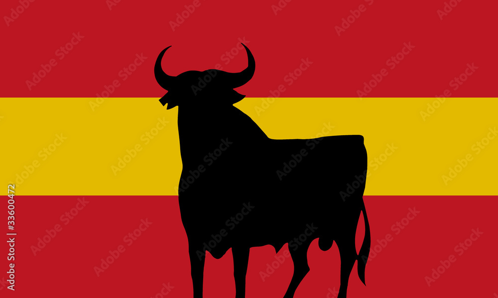 ภาพประกอบสต็อก Toro y bandera, símbolos de España ภาพ | Adobe Stock