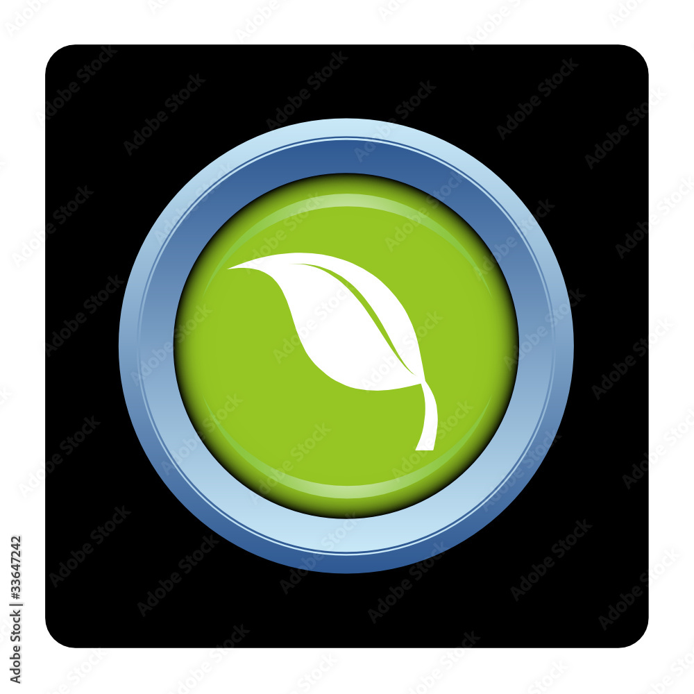 Internet, bouton, logo, picto, feuille, nature, vert, végétal Stock ...