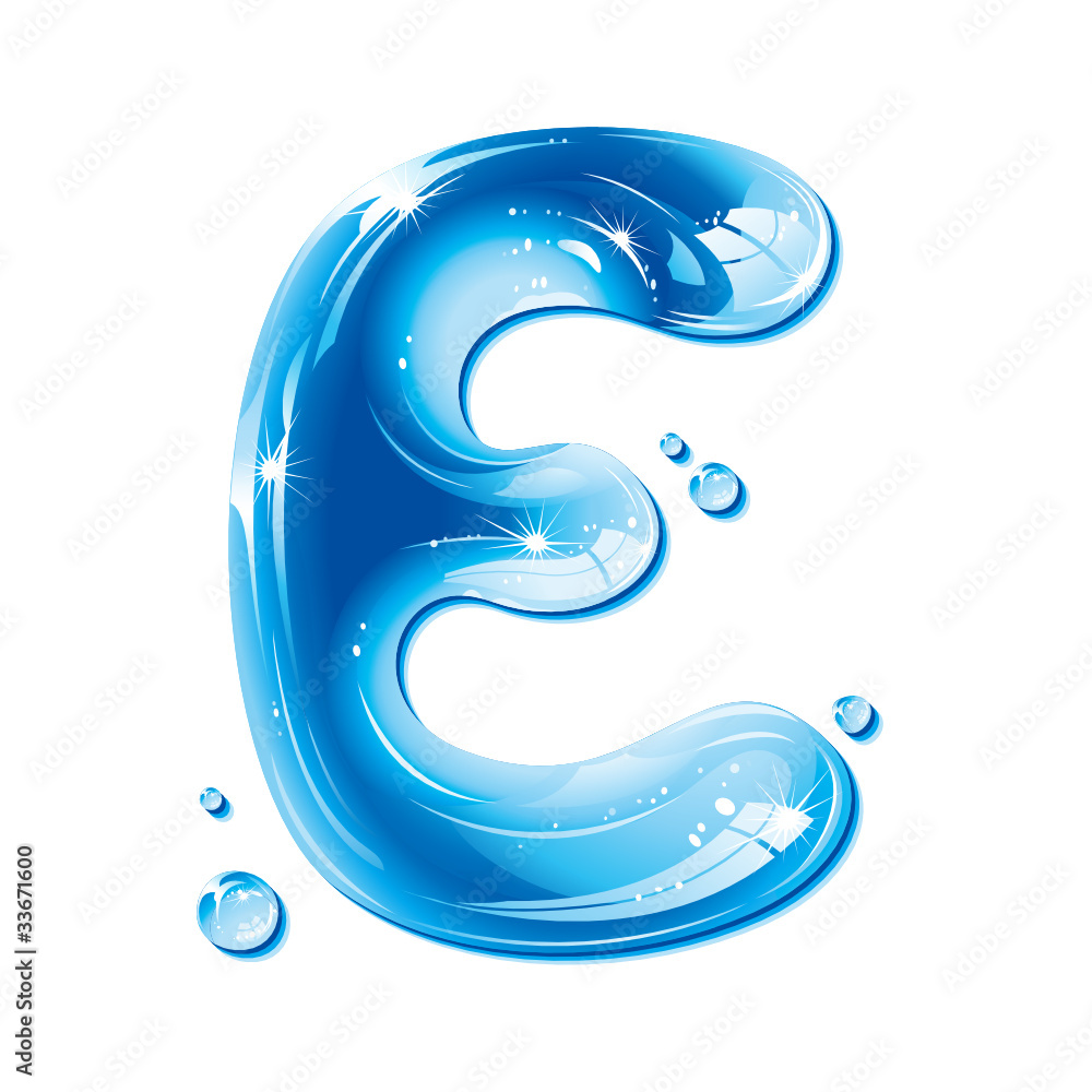 Water Liquid Letter - Capital E Stock Vector | Adobe Stock