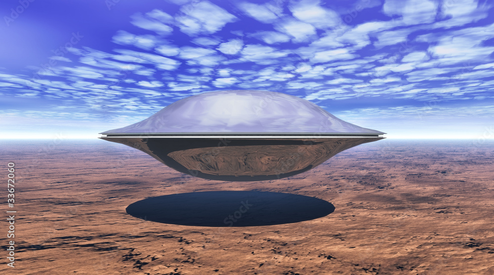 Illustrazione Stock ufo in the desert | Adobe Stock
