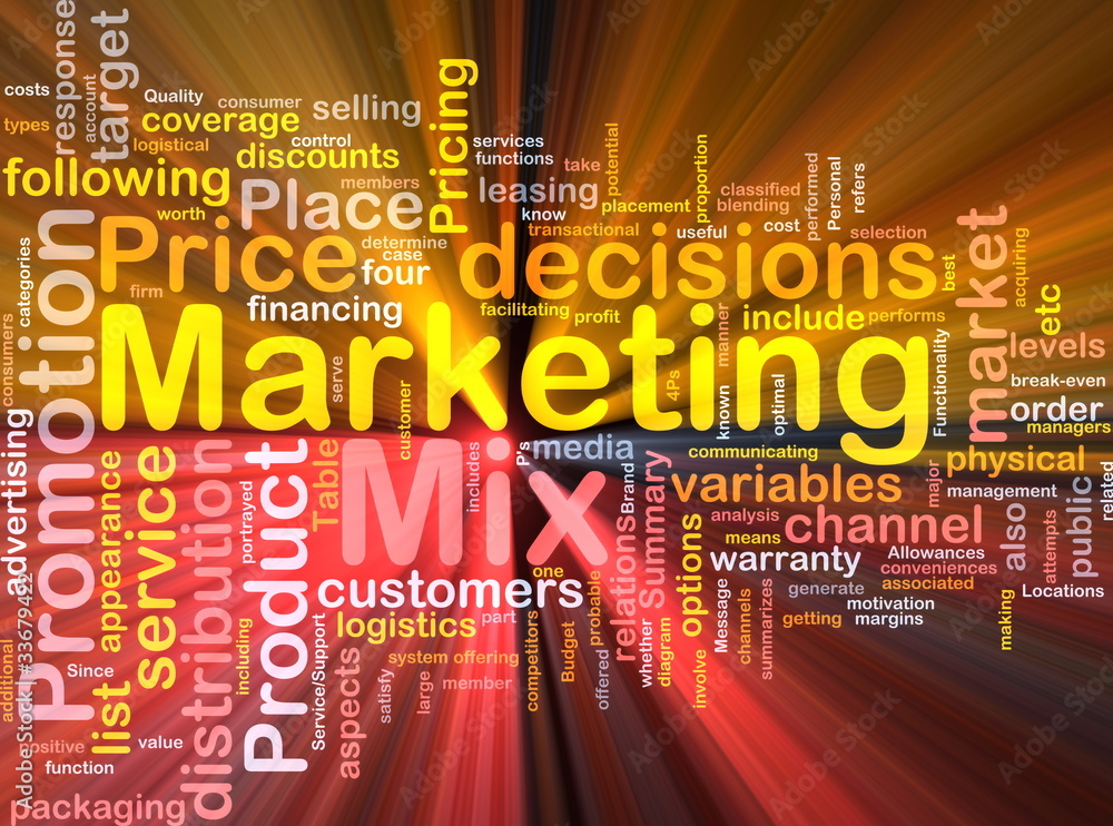 Marketing mix background concept glowing Stock Illustration | Adobe Stock