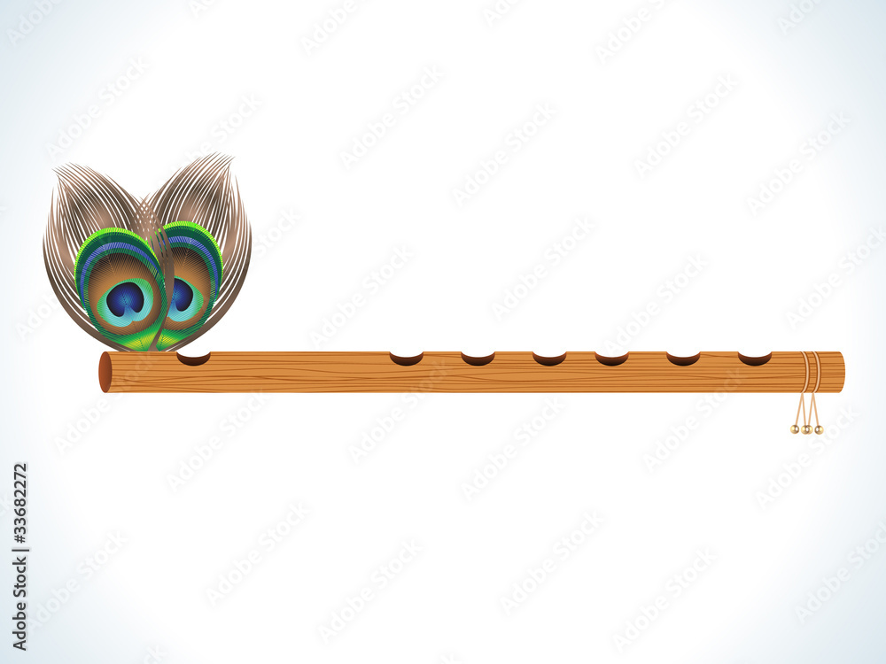 abstract wood flute with feather Stock Vector | Adobe Stock
