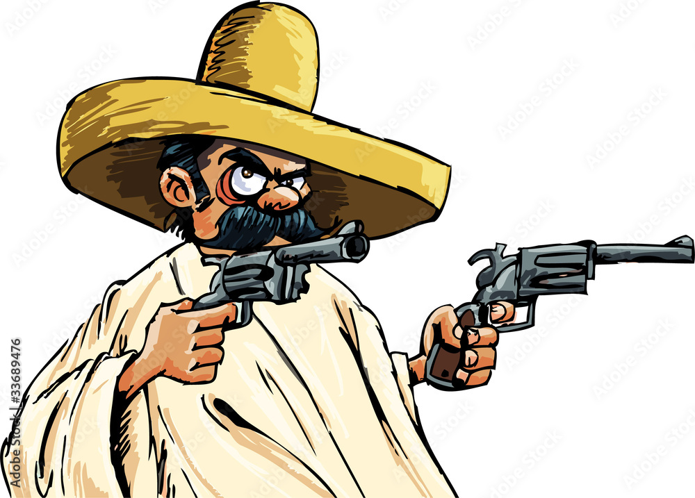 Cartoon Mexican with guns Stock Vector | Adobe Stock