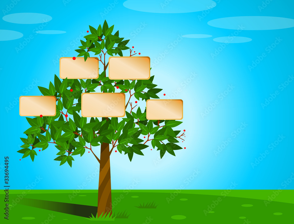 Family tree with placeholders for names/photos Stock Illustration ...