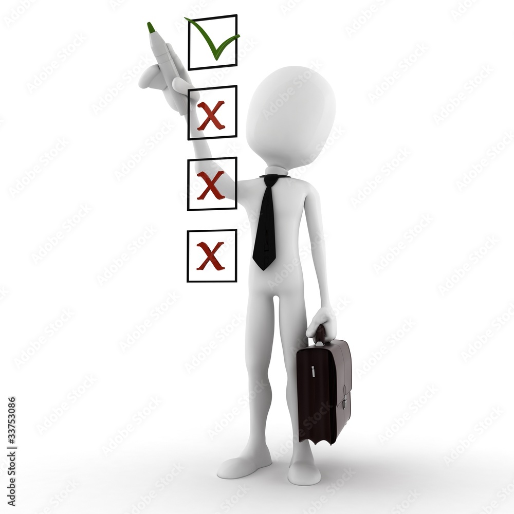 3d man and check list isolated on white background Stock Illustration ...