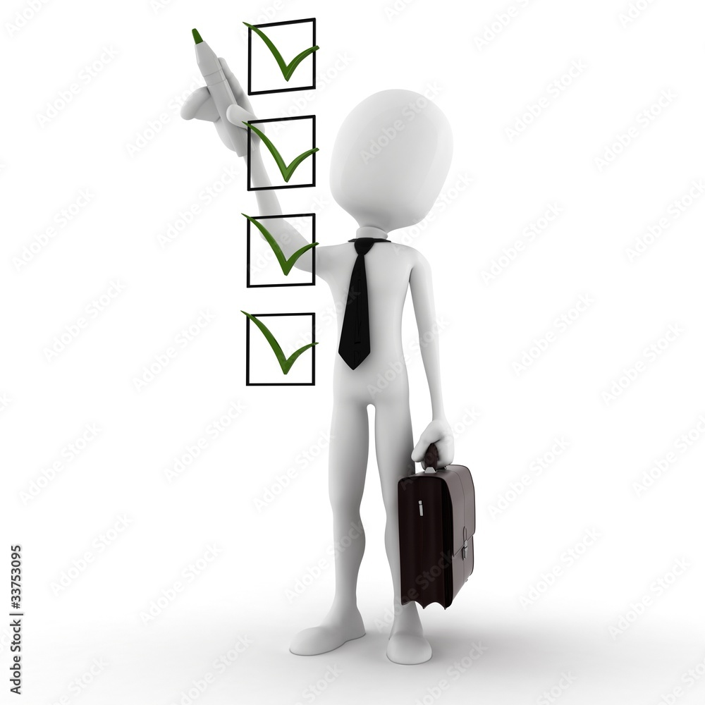 3d man and check list isolated on white background Stock Illustration ...