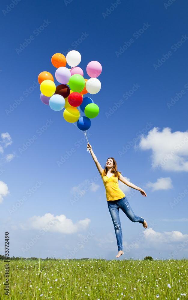 Flying with balloons Stock Photo | Adobe Stock