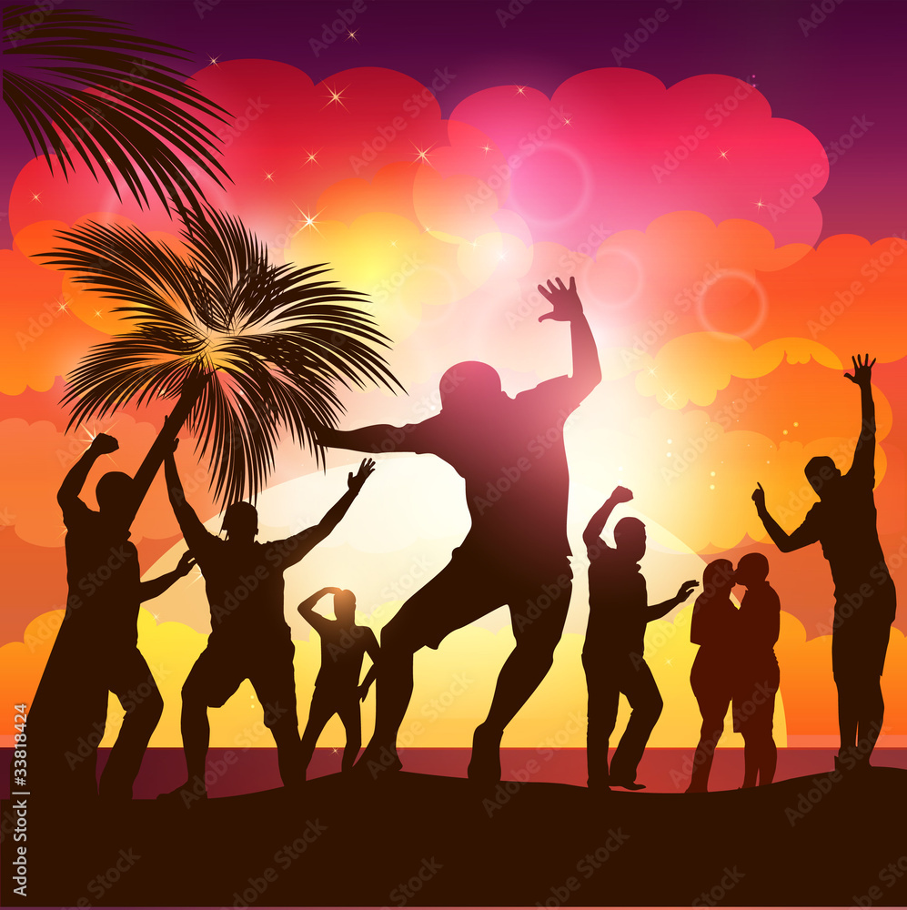 Beach Party People Silhouette