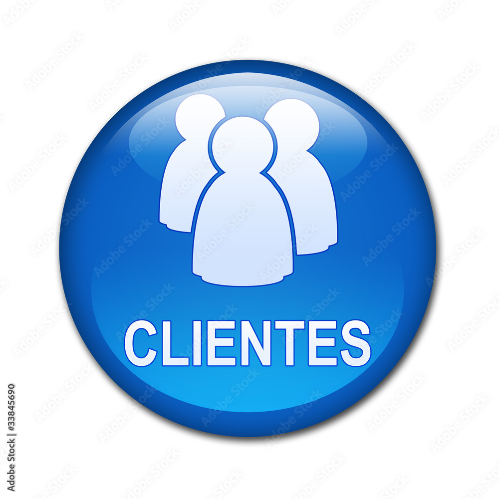 Boton brillante simbolo y texto CLIENTES ilustración de Stock | Adobe Stock
