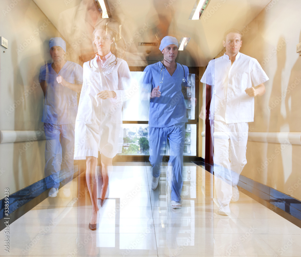 Team of doctor and nurse running Stock Photo | Adobe Stock