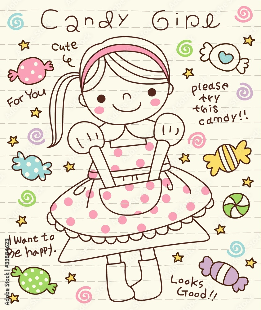 Vector Cute Candy Girl Stock Vector | Adobe Stock