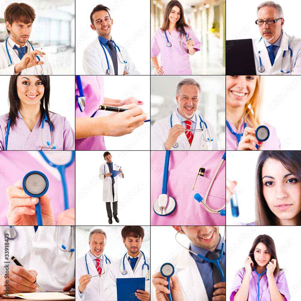 Medical themed collage, showing doctors and nurses at work Stock Photo ...