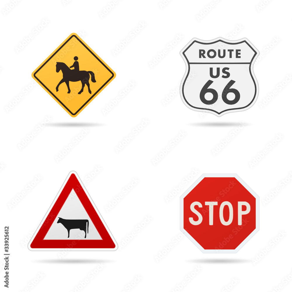 Verkehrszeichen, Schilder & Symbole Stock Vector | Adobe Stock