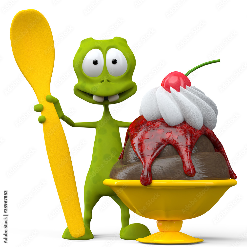 alien cartoon big ice cream Stock Illustration | Adobe Stock