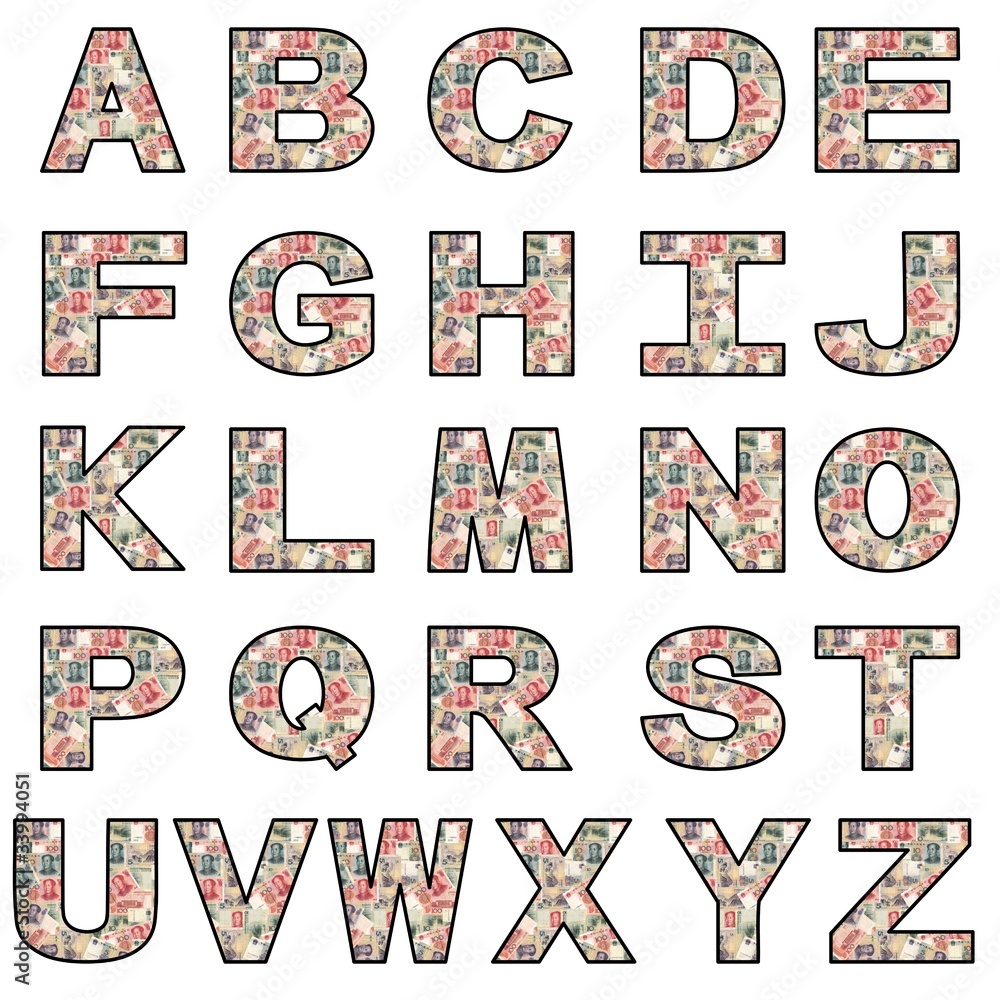 Chinese Yuan font with outline illustration Stock Illustration | Adobe ...