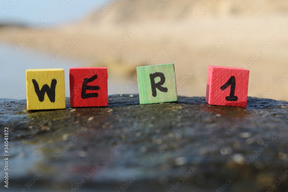 We are 1 - written with wood cube, at the beach Stock Photo | Adobe Stock