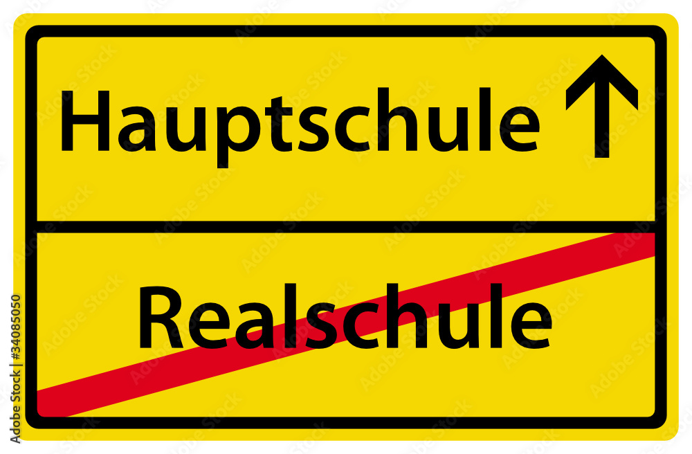 Wechsel von Realschule zu Hauptschule Zeichen Schild Stock Vector ...